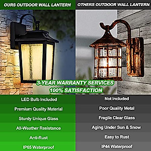 LED Dusk to Dawn Outdoor Lighting - 2 Packs Outdoor Wall Lights for House, 13W 3000K LED Outside Porch Lantern, Black Exterior Wall Sconce for Garage Doorway Garden, 100% Waterproof Anti-Rust