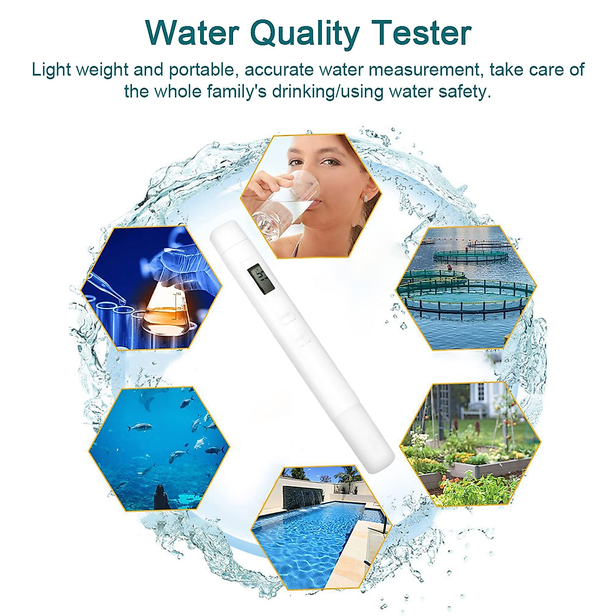 BUZHI Water Quality Test Pen, Multifunctional Digital 3 in 1 Water Quality Tester Portable High Accurancy Water Quality Test Pen Water Quality Measurement Tool Water TDS/EC/Temperature Measuring