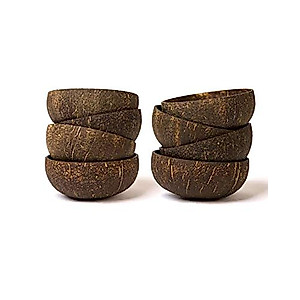 Karmic Seed Green Roots Organic Coconut Bowls-Hand Made From Coconut Shells and Polished with Organic Coconut Oil (4 bowls)