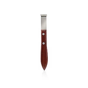 Viski Citrus Zester, Acacia Wood Handle, Lemon Zester Bar Tool, Stainless Steel Citrus Zester, Riveted Base, Set of 1