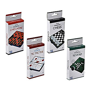 Point Games Travel Board Game Set - Bundle Pack of 4 Classic Magnetic Games, Stocking Stuffers for Kids Includes Individual Boards & Pieces