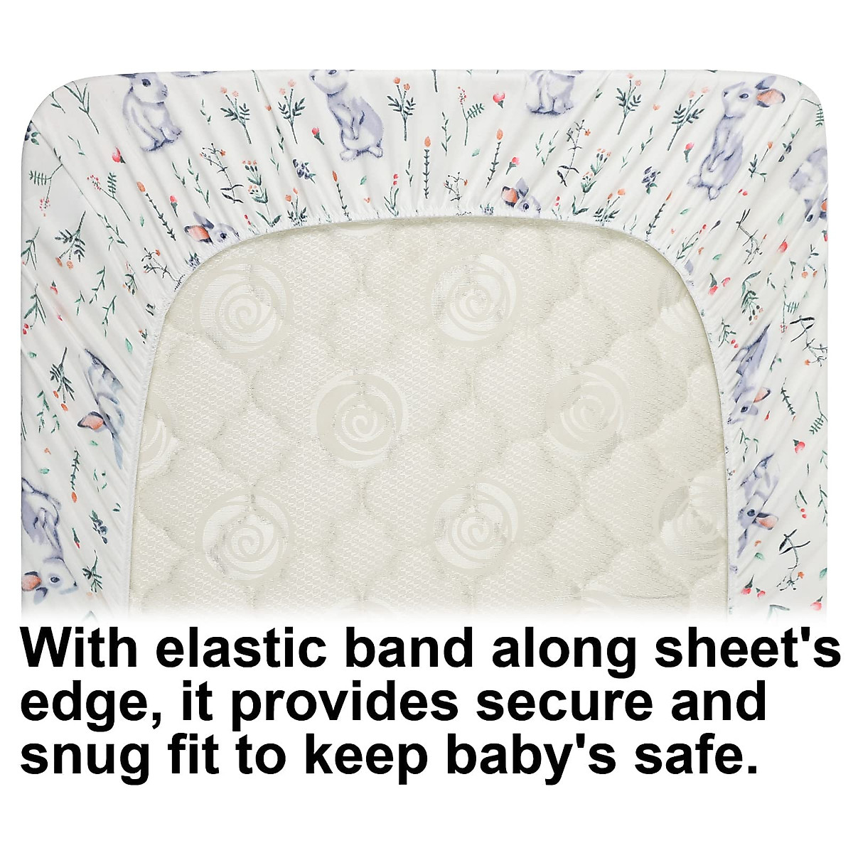 Bassinet Sheets for Baby Boy and Girl, Stretchy Breathable Fitted Sheet Universal for Bassinet Cradle Hourglass Oval Rectangle Pad/Mattress, 4 Pack Deer, Elephant, Rabbit and Squirrel Printing