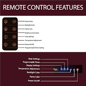 Cambridge 72 Inch Wall Mount Electric Fireplace Heater with Remote Control, Multicolor Flames, and Driftwood Log Display for Indoor Use in Living Room, Bedroom, Home Office, Black