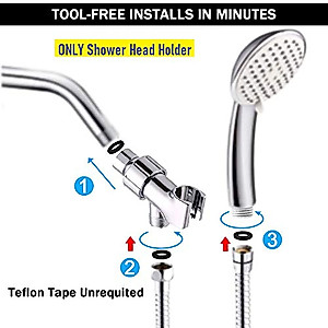 Adjustable Shower Arm Mount- with Universal Wall Hook Bracket and Brass Pivot Ball, NearMoon Shower Head Holder for Hand Held Showerheads