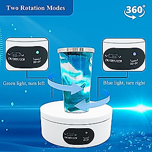 Riomh Turner Cup Display Stand for Epoxy Glitter Tumbler, 360 Degree Automatic Mute Rotating Turntable, Bling Bling Tumbler Making Supplies Spinner