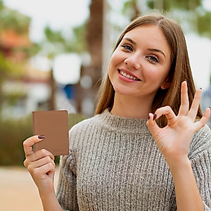 Banuce Top Grain Leather Trifold Wallet for Women Small with Credit Card Holder and ID Window Brown
