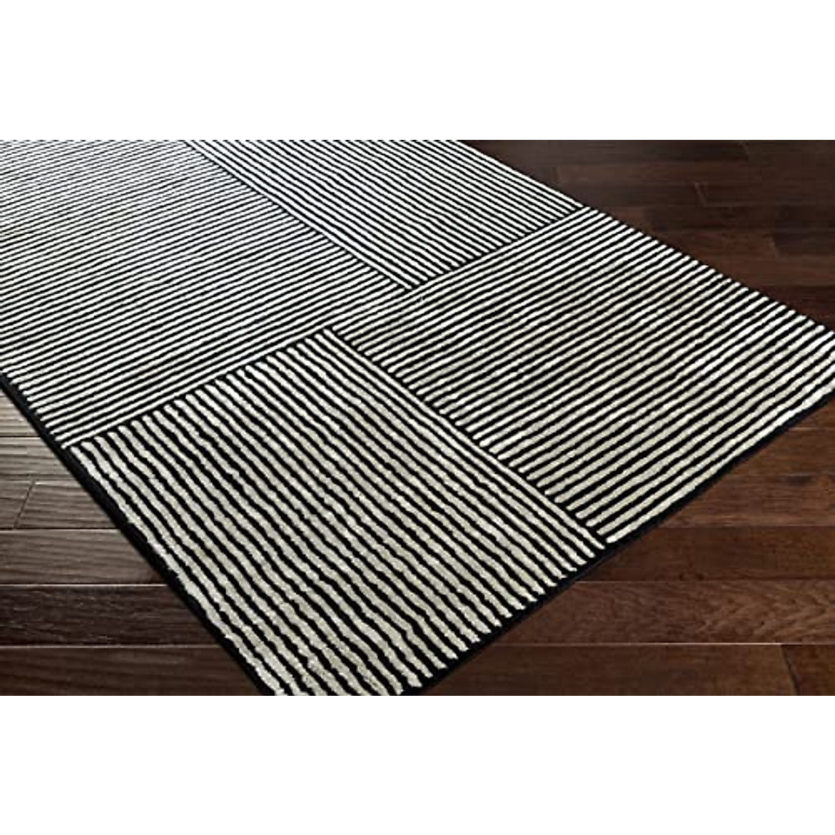 Mark&Day Area Rugs, 9x13 Lieveren Modern Black Area Rug Black White Carpet for Living Room, Bedroom or Kitchen (9' x 13')