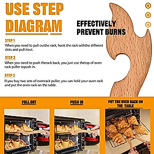 Shinelingee Oven Rack Puller, Wood Oven Rack Push Pull Tool, Prevent Scalding, Pull out Hot Racks Safely, Long Handle Toaster Oven Accessories,Suitable For Kitchen Oven, Toaster oven, Air fryer,etc (2)