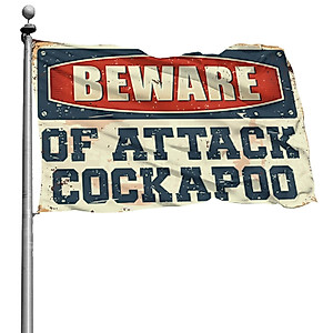 Stuff For Your Room Beware Of Attack Cockapoo Flag Beer Decor Outdoor Porch Decor (Size : 60X90CM)