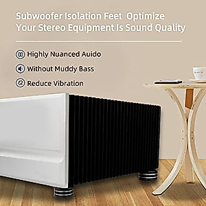 Monosaudio 4Pcs 40x20mm Speaker Isolation Feet 3M Adhesives Speaker Spike Pads with Non-Slip Rubber Rings for Audio,Speakers, Subwoofers, Home Theater, Turntable DAC Feet Pad (Black Color)