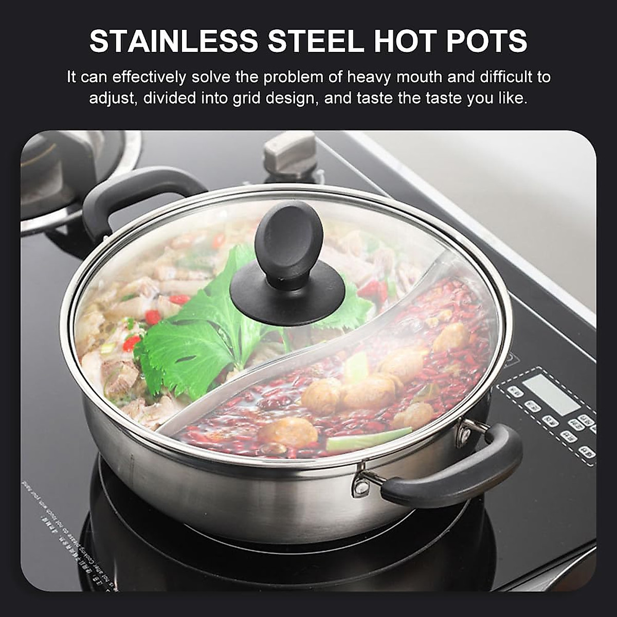 Hot Pot Household Induction Gas Cooking Pot Lid Kitchenware Shabu Shabu Stews Dishwasher Safe