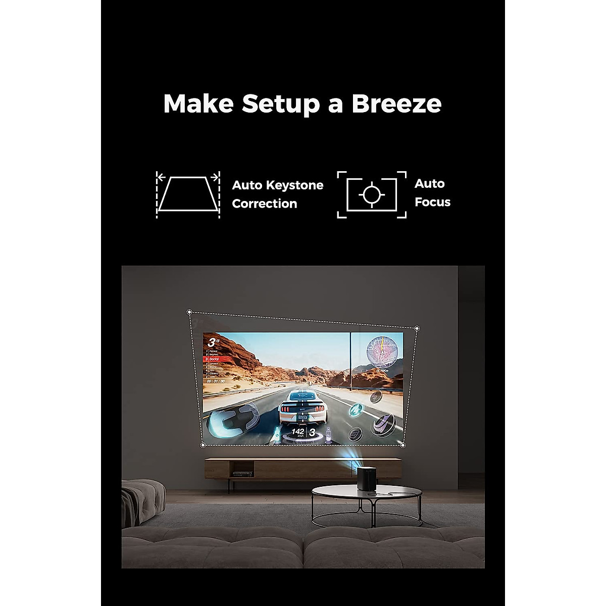 Mini Projector, Emotn N1 Netflix Officially-Licensed Portable Projector, Native 1080P Movie Projector with 5G Wi-Fi and Bluetooth 5.0, Autofocus Auto Keystone, 120" Picture, Dolby Audio Speaker, Grey