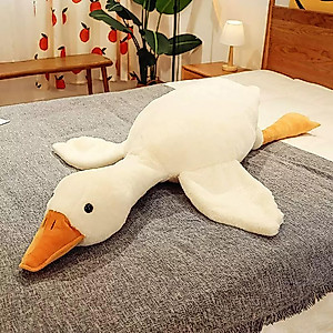 HmaxMork Goose Plush Cute Duck Plush Toy, Goose Duck Plush Pillow, Soft Swan Throw Pillow Gifts for Kids and Friends (20in/50cm, White)