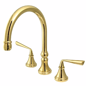 Kingston Brass KS2792ZLLS Widespread Kitchen Faucet, Polished Brass