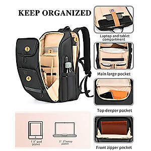 Travel Backpack for Men, TSA Approved Laptop Backpack Large Business Backpack for Men 17.3 Inch Water Resistant Computer Backpack with USB Charging Port, Work College School Bookbag for Men and Women