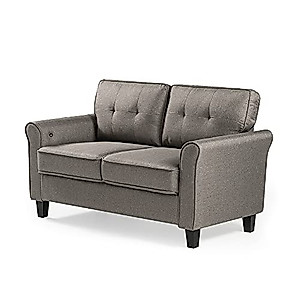 ZINUS Sayan Loveseat with USB Ports, Tool-Free, Easy Assembly, Sand Grey