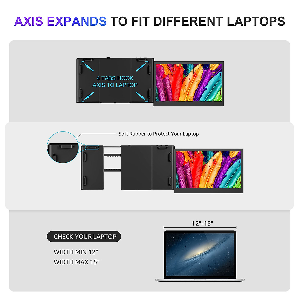 CIDETTY P1 Plus 13.3" Portable Monitor for Laptop, 2021 New Full HD IPS 1080P Display Laptop Screen Extender, Dual Laptop Monitor Screen for 13.3"-16.5" Laptops/PS5/Switch (Dual Monitor)