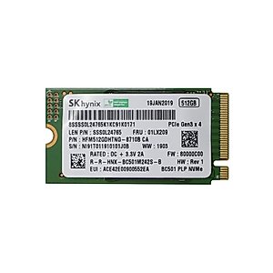 SK hynix BC511 512GB M.2 2242 42mm NVMe PCIe Gen 3 x4 TLC SSD (SSS0V27609) for ThinkPad ProBook Latitude EliteBook Ideapad Inspiron Laptop Ultrabook Tablet - Internal Solid State Drive (OEM New)