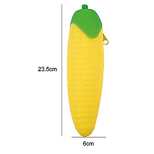 ManFull High Capacity Pen Case, Pencil Pouch, Pen Bag, Carrot Banana Fruit Silicone Pencil Case Storage Pen Bag Coin Purse Key Wallet for School Corn**