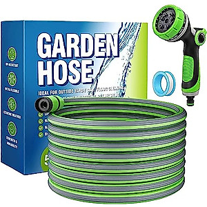 Expandable Garden Hose Water Pipe, 50FT Flexible Water Hose with 7 Function Spray Nozzle, Durable Triple Layer Latex Core Garden Hoses for Gardening Lawn Car Pet Washing