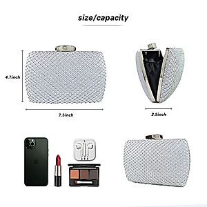 Bellawish Clutch Purse Rhinestone Silver Clutch Evening Formal Crystal Bag Wedding Purse Party Bridal HandBags for Women(Silver)