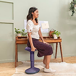 ECR4Kids Sitwell Wobble Stool with Cushion, Adjustable Height, Active Seating, Eggplant