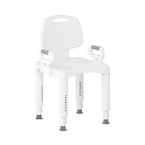 Medline Premium Series Plastic Shower Chair with Backrest - 350 lb. Capacity, Transfer Bench, Seat, Stool, Shower Stall, for Independent Adult, Seniors, Elderly, Disabled & Shower Balance