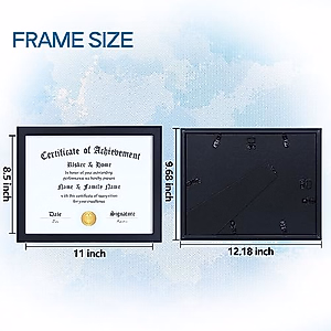 ELSKER&HOME 8.5x11 Picture Frame - Black Sturdy Wood Composite Certificate Frame - Semi-Tempered Glass - Includes Hanging Hardware and Desktop Easel - for Document/Diploma Frame (4 Pack)