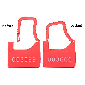 Numbered Security Plastic Padlock Seals Small Red 100 pcs per Bag