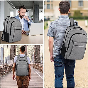 Laptop Backpack, Laptop Backpack 15.6 inch, TSA Durable Business Travel Laptops Backpack with USB Charging Port, Water Resistant College School Computer Bag Gifts for Men & Women Fits Notebook, Grey
