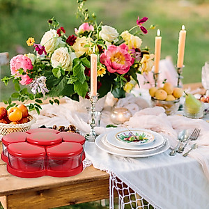 Yardwe Snack Box Candy Dish Chinese Snacks Storage Box Dried Fruit Box Rotating with 6 Compartments and Lid Chinese New Year Wedding Party Decoration