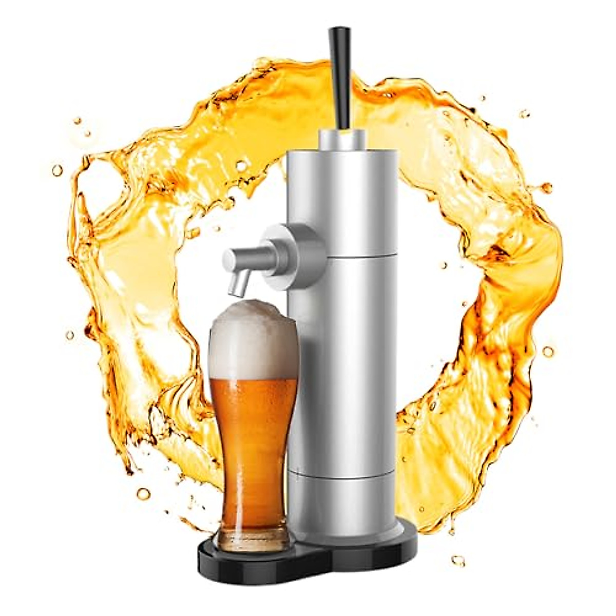 YJSG Beer Draft Dispenser,Beer Foam Machine,Canned Beer Draft System,Beer Foam Maker,Beer Tap,Mini Kegerator,Converts Any Can Into Draft for Beer Bars,A Great Gift for Beer Lovers,Silver