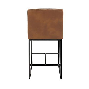 Amazon Brand – Rivet Decatur Modern Faux Leather Kitchen Counter-Height Stool, 37"H, Tan Brown