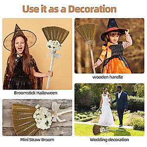 Wedding Broom for Jumping Ceremony, Jumping The Broom for Wedding, Decorative Broom DIY with Ribbons Artificial Pearl Roses