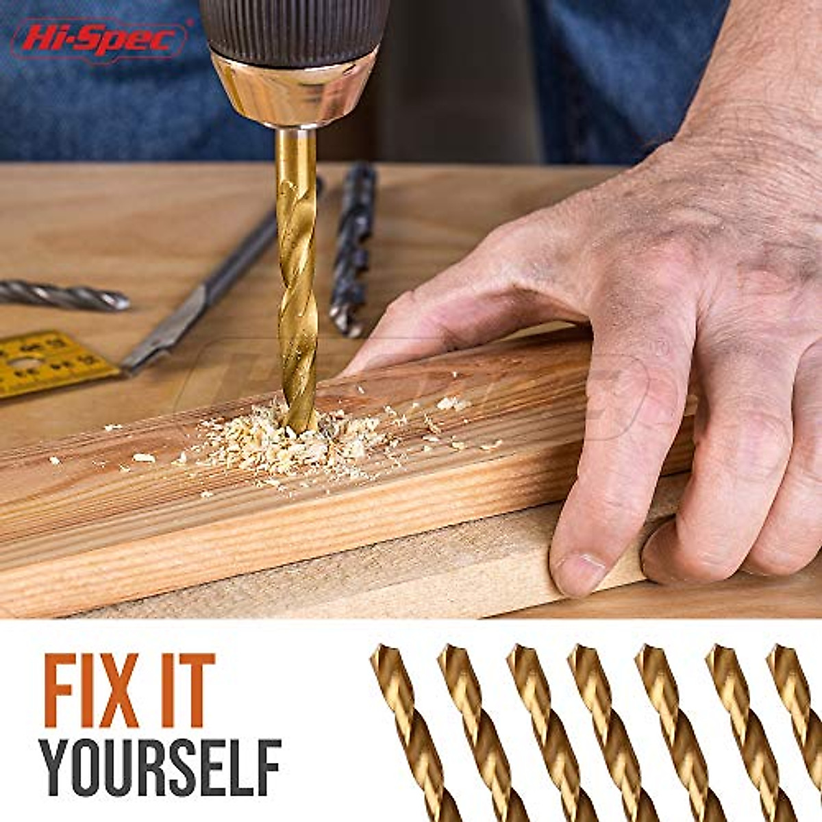 Hi-Spec 99pc SAE HSS Steel Drill Bit Set for Drill Drivers. 1/16 to 3/8" Size Bits for Metal, Plastics, Wood and Drywall. Complete in Storage Holder Case