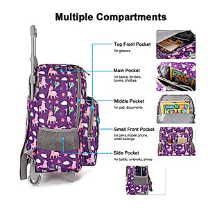 Tilami Rolling Backpack 18 inch Double Handle Wheeled Laptop Boys Girls Travel School Children Luggage Toddler Trip, Black