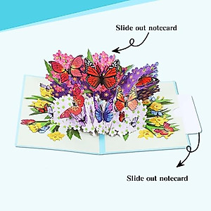 YUXIANLB Butterfly Pop Up Cards, Paper 3D Butterflies Flower Bouquet Popup Birthday Cards for Wife, Mother and Girlfriend Gift, Thank You Valentines Day Get Well Soon Anniversary Card for Women