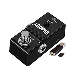 Amuzik Tiny Looper Effect Pedal Loop Pedal for Electric Guitar, Guitar Effects Pedal, 10 Minutes of Looping Unlimited Overdubs 1G SD Card Inside Easy and Quick, Black