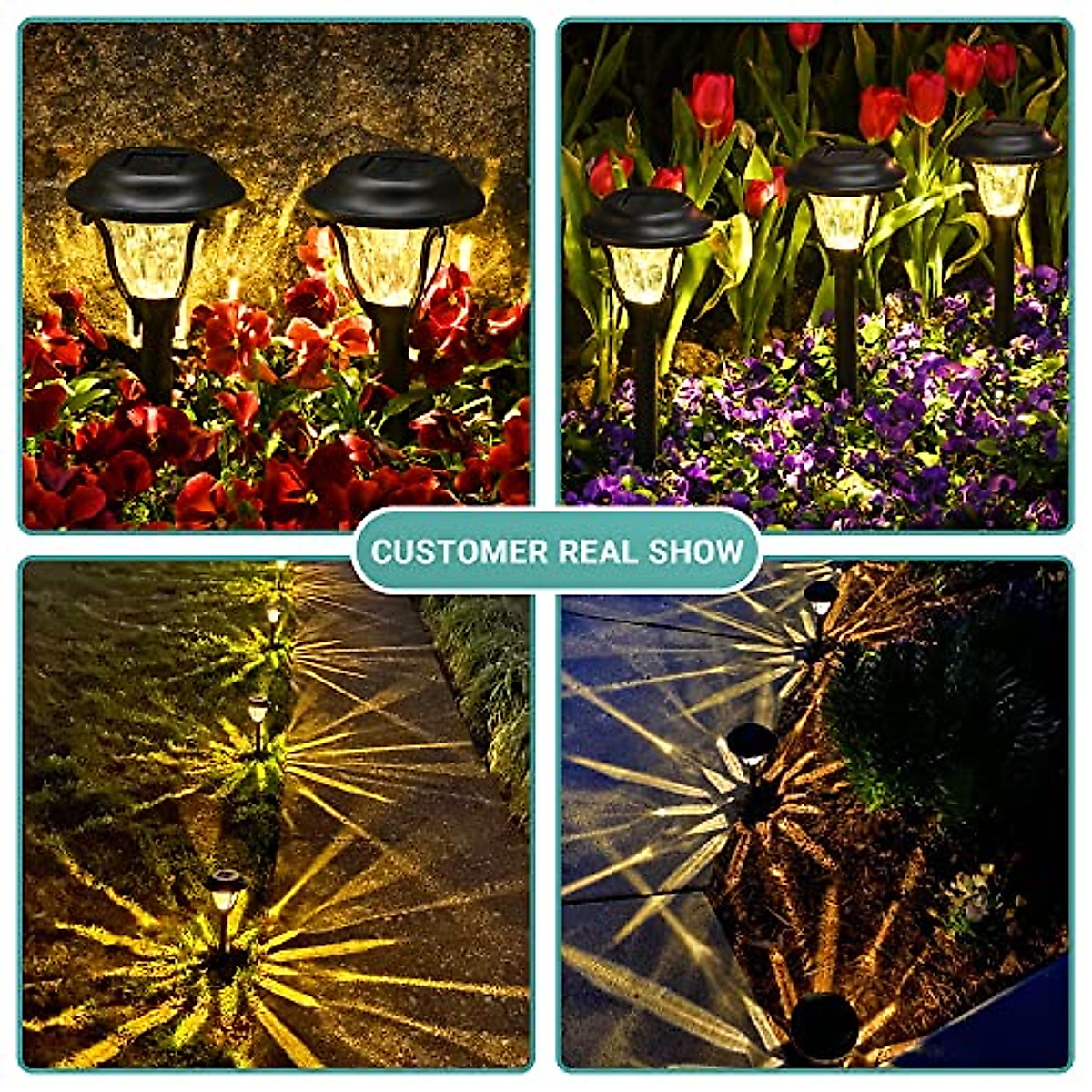 SOLPEX Solar Outdoor Lights Pathway, 6 Pack LED Solar Path Lights, Solar Garden Lights Outdoor Waterproof, Solar Powered Pathway Lights for Yard, Pathway, Lawn (Warm White)