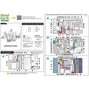 Fascinations Metal Earth Premium Series Harry Potter Hogwarts Castle in Snow 3D Metal Model Kit Bundle with Tweezers