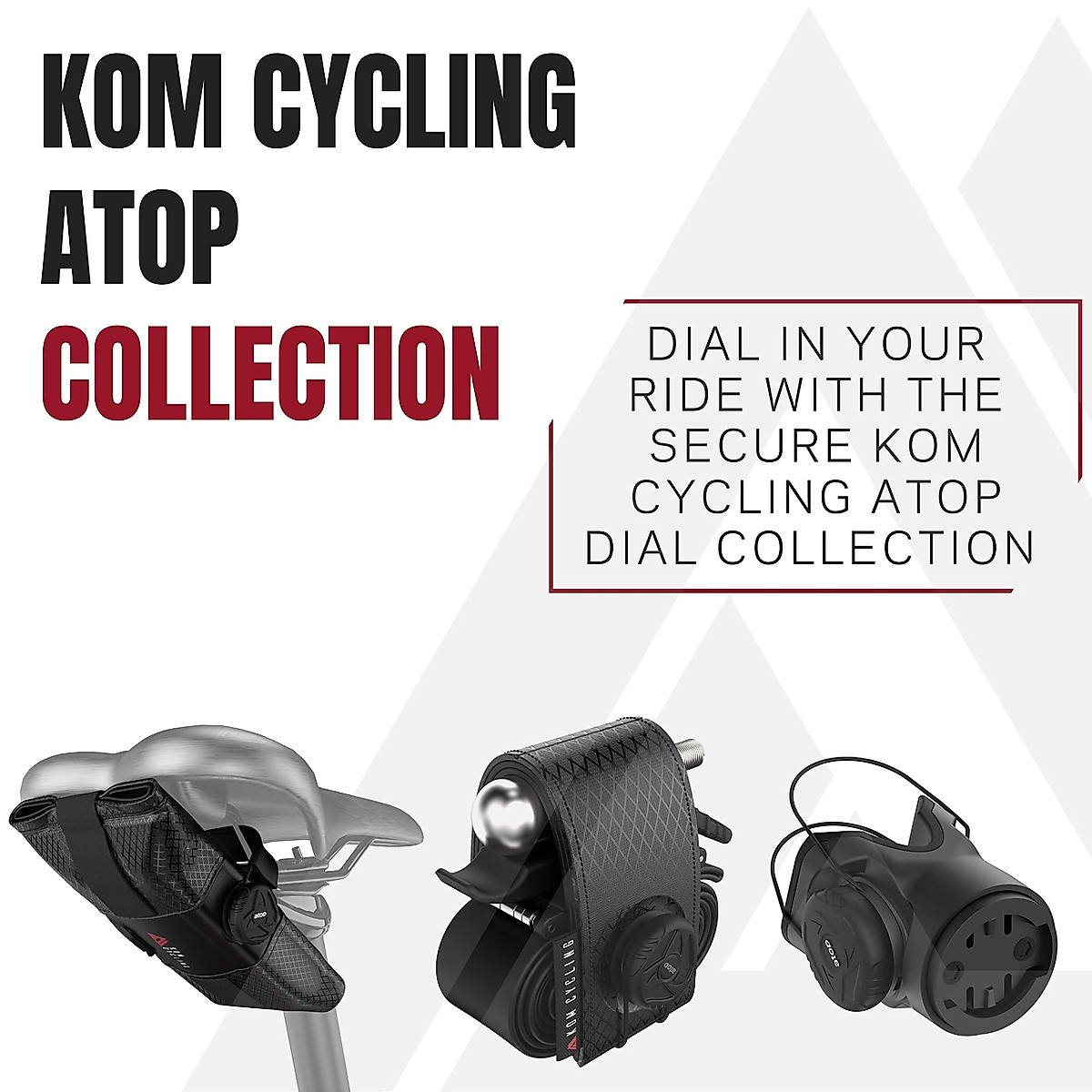 KOM Cycling MTB Bike Frame Strap with ATOP Dial System, Carry Your Spare Tube and MTB Tubeless Tire Repair Tool with You everywhere on your Mountain Bike Frame — Most Secure Mountain Bike Tube Strap