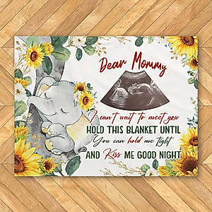 Gearpenguin Personalized Ultrasound Photo Blanket, Baby Elephant Dear Mommy Blanket, New Mom Gift, 1st Mother's Day Expecting Mum Gifts, Custom Sonogram Baby Picture Fleece Blanket, Gift for Newborn