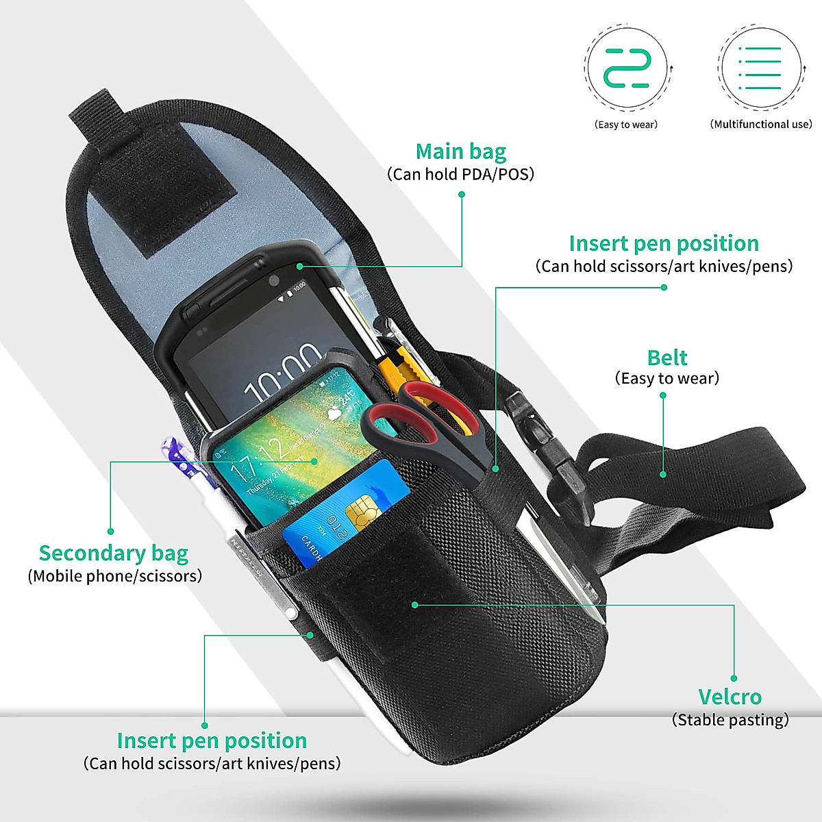 LIENIAO for Zebra TC77 TC70 Barcode Scanner Holster Carrying Case Pouch Compatible for Zebra TC75x, TC75, TC70x, TC70, TC72, TC77,Scanner Case Holder with Adjustable Waist Belt