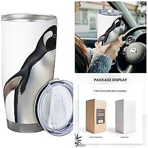 Penguin Tumbler with Lid and Straw 20oz Stainless Steel Car Cup for Hot and Cold Drinks, Double Wall Insulated Travel Coffee Mug Reusable Drink Thermos Cup Birthday Gifts