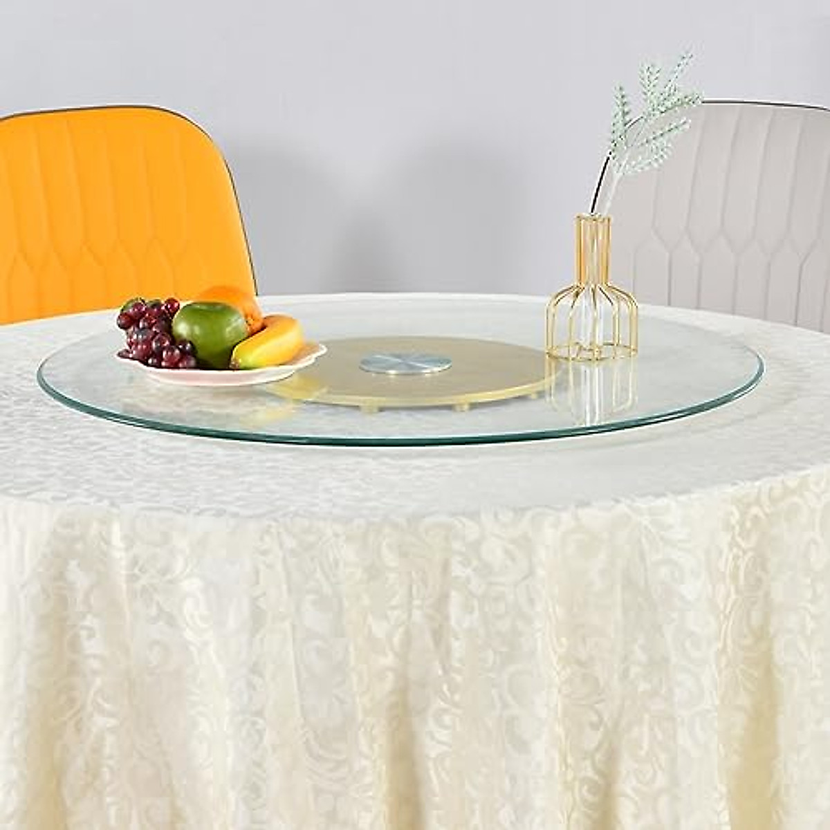 Rotating Tray Round Tempered Glass Lazy Susan Turntable for Kitchen Restaurant Dining Table Heavy Duty Serving Plate (Color : Clear, Size : 100cm/39in)