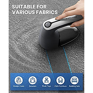 POPCHOSE Fabric Shaver, Rechargeable Lint Remover with 6-Blades and Electrostatic Brush, Effectively and Quickly Remove Fuzz for Clothes, Sweater, Couch, Blanket, Curtain, Wool, Cashmere
