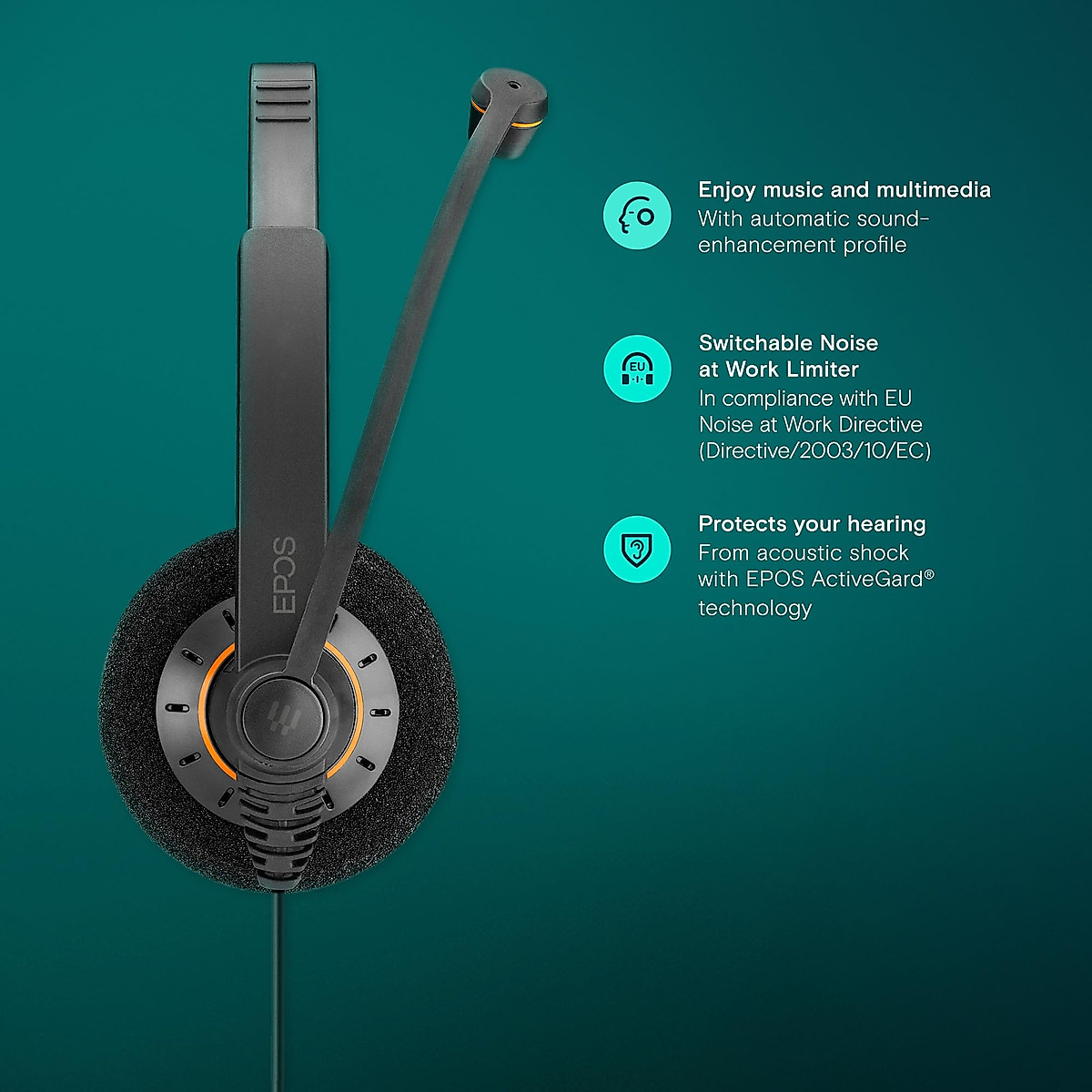 Sennheiser Consumer Audio SC 60 USB ML (504547) - Double-Sided Business Headset | For Skype for Business | with HD Sound, Noise-Cancelling Microphone, & USB Connector (Black)