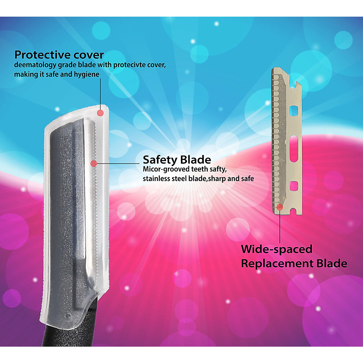 Mocuarto 6-Pieces Eyebrow Trimming Razor, Facial Razor , Remove Unwanted Facial Hair,With Biodegradable Handle And Two Different Replacement Blade