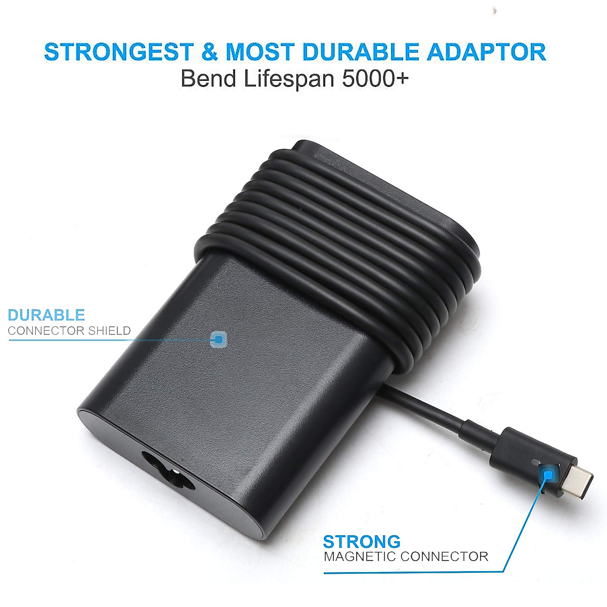 65W Type C USB C Charger LA65NM170 DA65NM170 for Dell Chromebook 11 3380 5190;Inspiron 13 5310;Latitude 12 5285 5289 5290 5300 5400 5500 7200 7275 7285 7300 7370 7389 7390;XPS 9250 9350 9360 9365 9370