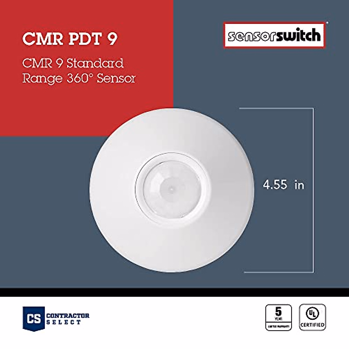 Sensor Switch CMR PDT 9 Contractor Select Ceiling Mount Occupancy Sensor, 12 Foot Radius, White